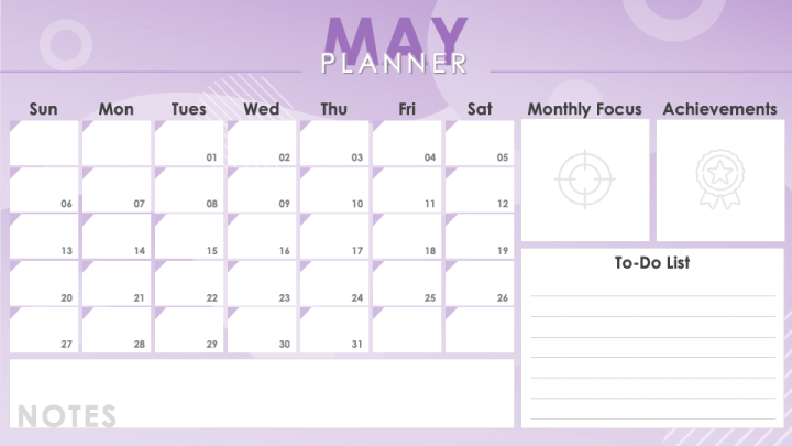 May Planner PowerPoint and Google Slides Template - PPT Slides