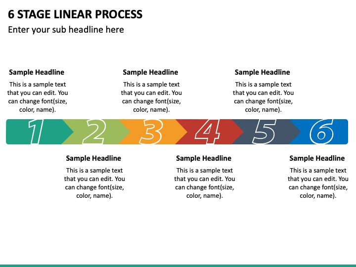6 Stage Linear Process PowerPoint Template - PPT Slides
