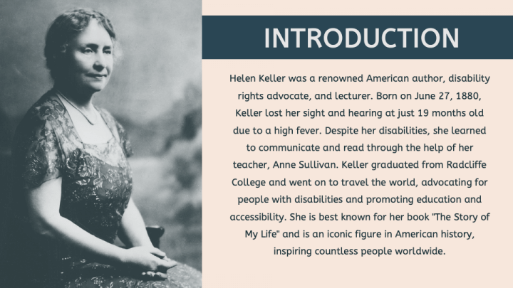Free - Helen Keller PowerPoint and Google Slides Template - PPT Slides