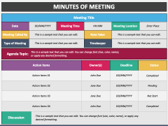 Minutes of Meeting PowerPoint and Google Slides Template - PPT Slides