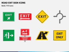 Road Exit Sign Icons for PowerPoint and Google Slides - PPT Slides