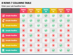 8 Rows 7 Columns Table for PowerPoint and Google Slides - PPT Slides