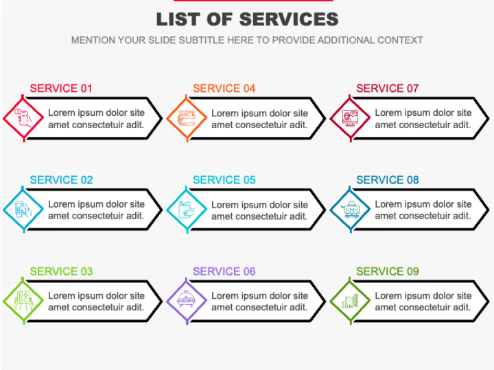 List of Services PowerPoint and Google Slides Template - PPT Slides