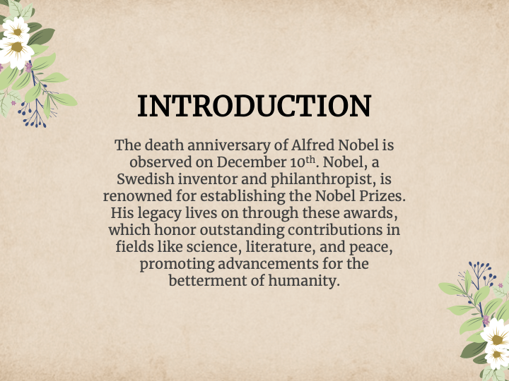 Free - Death Anniversary of Alfred Nobel PowerPoint Template and Google Slides Theme