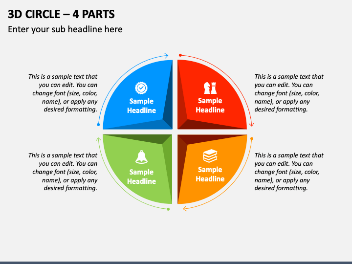 3D Circle - 4 Parts PowerPoint Presentation Slides - PPT Template
