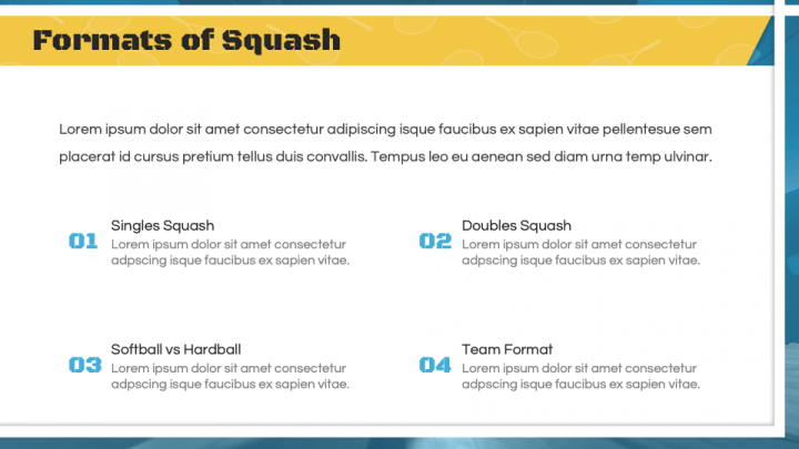 Free - Squash Theme for PowerPoint and Google Slides - PPT Slides