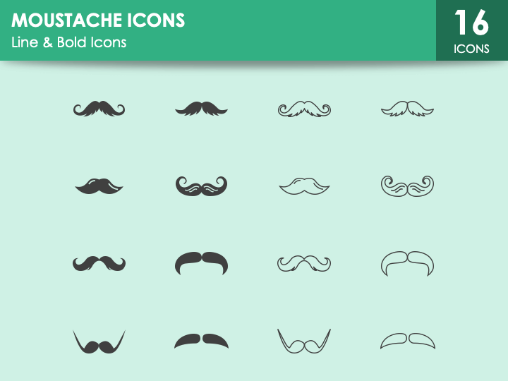 Moustache Icons for PowerPoint and Google Slides - PPT Slides