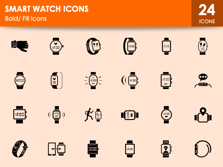 Smart Watch Icons for PowerPoint and Google Slides