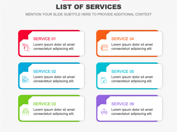 List of Services PowerPoint and Google Slides Template - PPT Slides