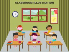 Classroom Illustration for PowerPoint and Google Slides - PPT Slides