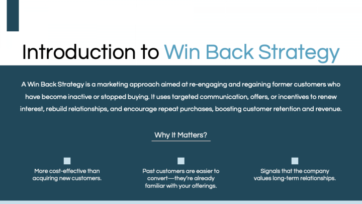 Win Back Strategy PowerPoint and Google Slides Template - PPT Slides