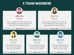 5 Team Members for PowerPoint and Google Slides - PPT Slides