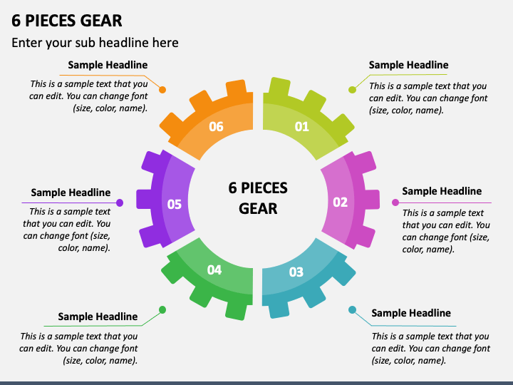6 Pieces Gear for PowerPoint and Google Slides - PPT Slides