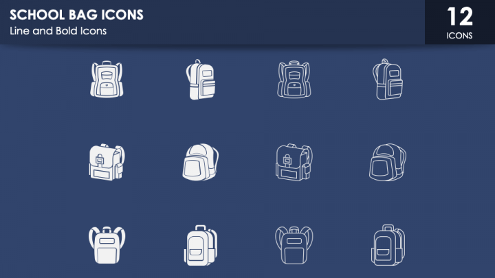 School Bag Icons for PowerPoint and Google Slides