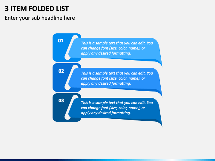 3 Item Folded List PowerPoint Template and Google Slides Theme