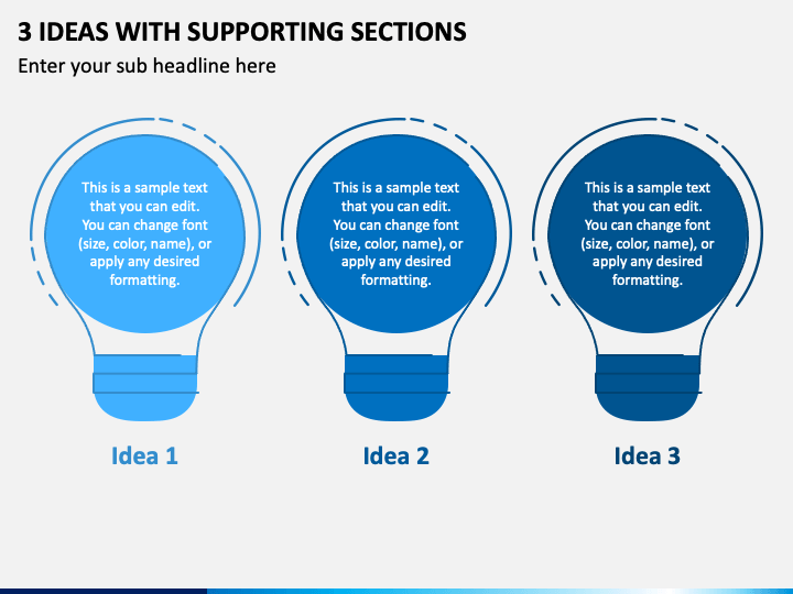 3 Ideas with Supporting Sections PowerPoint and Google Slides Template ...