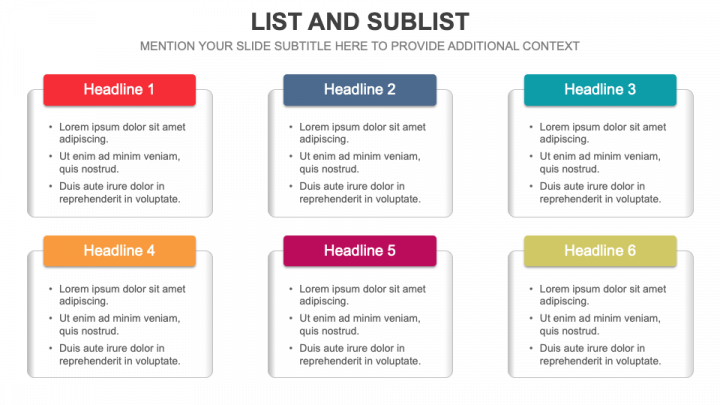 List and Sublist PowerPoint and Google Slides Template - PPT Slides