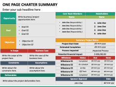 One Page Charter Summary PowerPoint and Google Slides Template - PPT Slides
