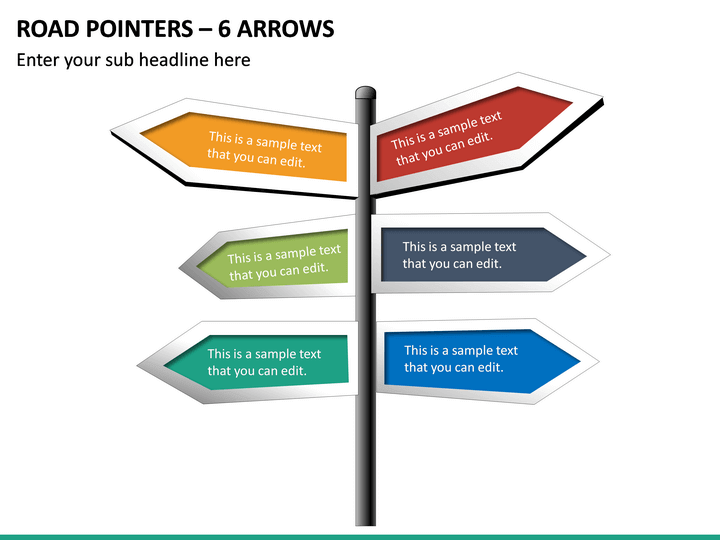 PowerPoint Road Pointers - 6 Arrows