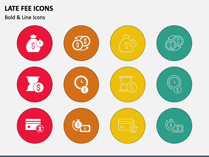Late Fee Icons for PowerPoint and Google Slides - PPT Slides