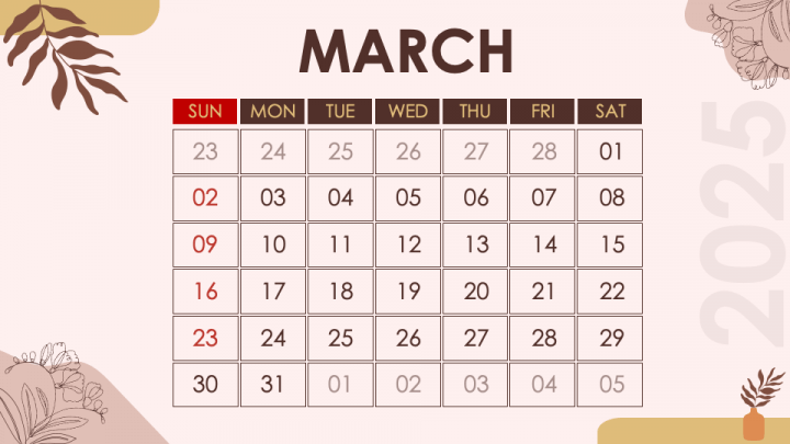 Calendar 2025 Aesthetic Theme for PowerPoint and Google Slides - PPT Slides