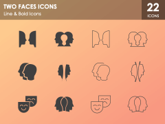 Two Faces Icons for PowerPoint and Google Slides - PPT Slides