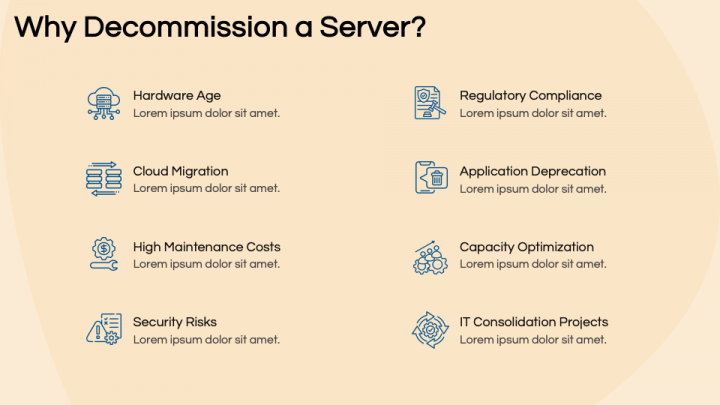 Server Decommissioning PowerPoint and Google Slides Template - PPT Slides