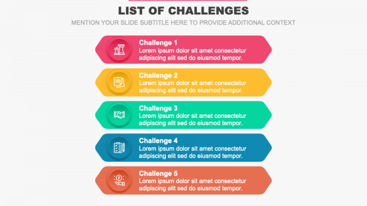 List of Challenges PowerPoint and Google Slides Template - PPT Slides