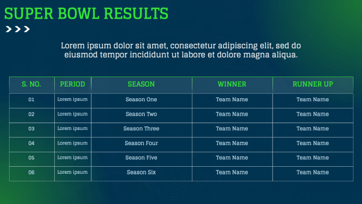 league table template powerpoint