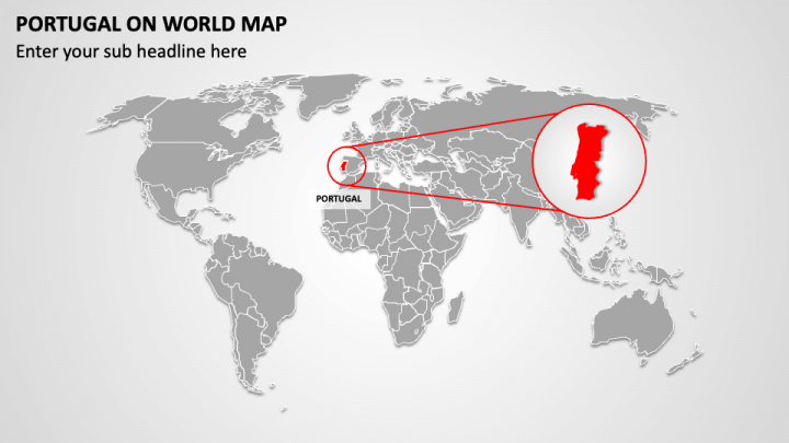 Portugal on World Map for PowerPoint and Google Slides - PPT Slides