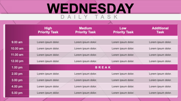 Free - Wednesday Tasks PowerPoint and Google Slides Template - PPT Slides