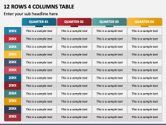12 Rows 4 Columns Table for PowerPoint and Google Slides - PPT Slides