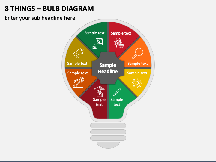 8 Things - Bulb Diagram PowerPoint Presentation Slides - PPT Template