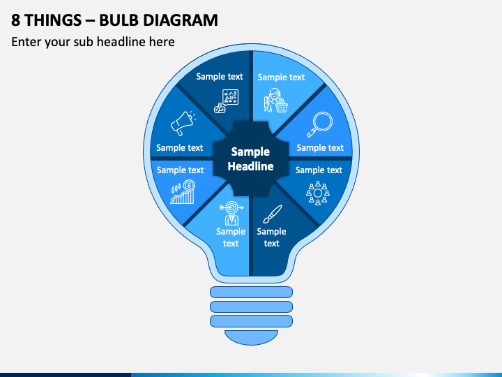 8 Things - Bulb Diagram PowerPoint Presentation Slides - PPT Template