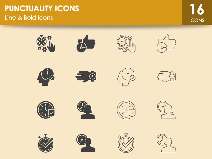 Punctuality Icons for PowerPoint and Google Slides - PPT Slides