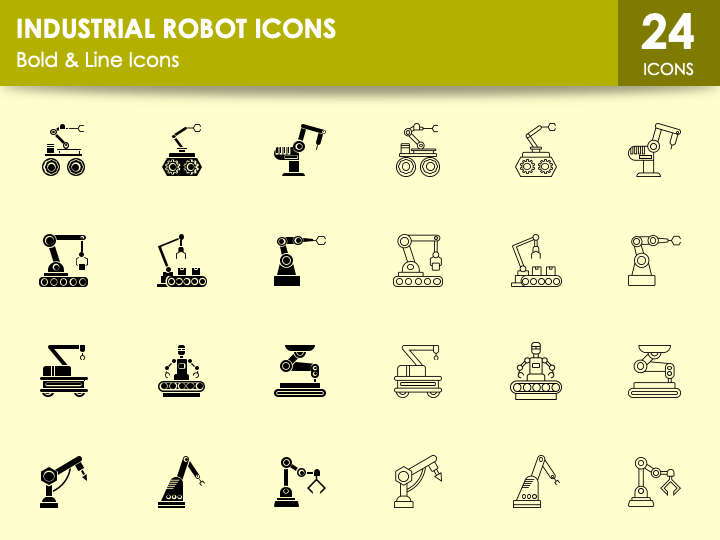 Industrial Robot Icons for PowerPoint and Google Slides