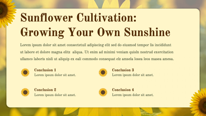 Free - Sunflower Theme for PowerPoint and Google Slides - PPT Slides