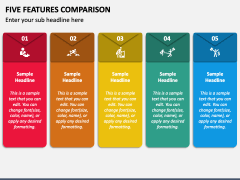Five Features Comparison PowerPoint Presentation Slides - PPT Template
