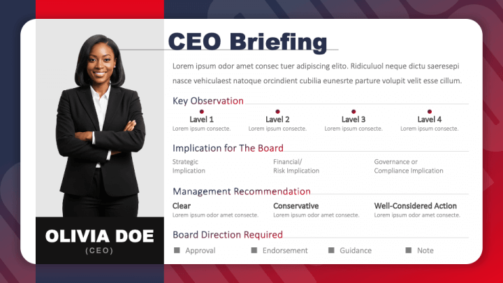 CEO Briefing PowerPoint and Google Slides Template - PPT Slides