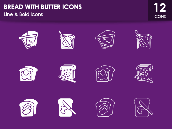 Bread With Butter Icons for PowerPoint and Google Slides - PPT Slides