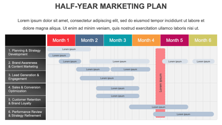 Half Year Marketing Plan PowerPoint and Google Slides Template - PPT Slides