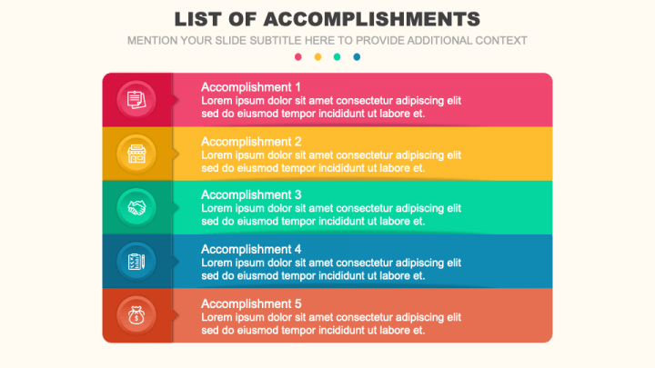 List of Accomplishments PowerPoint and Google Slides Template - PPT Slides