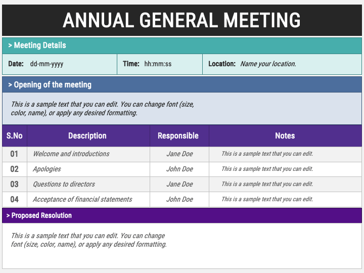 Annual General Meeting PowerPoint and Google Slides Template - PPT Slides