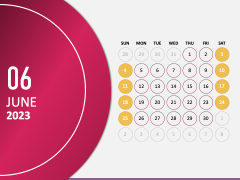 Calendar 2023 Type 3 for PowerPoint and Google Slides - PPT Slides