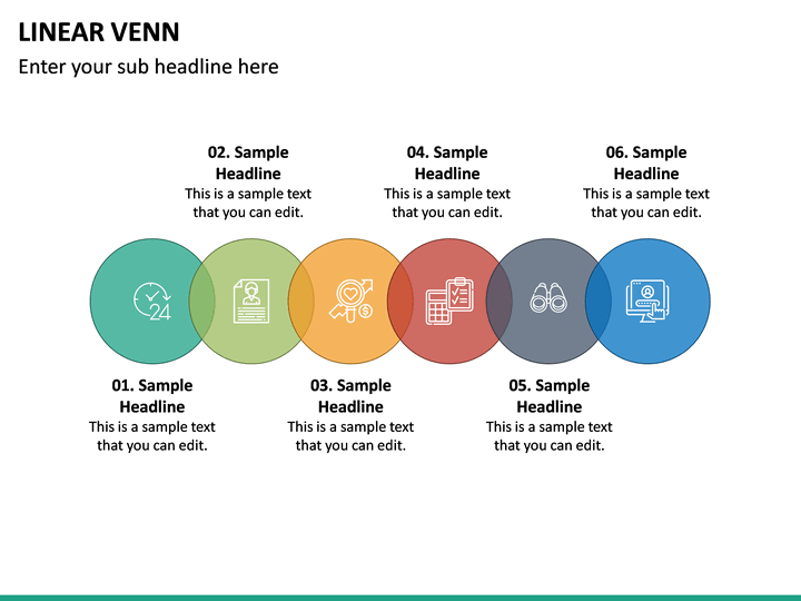 Linear Venn Diagram PowerPoint Template | SketchBubble