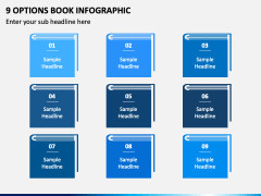 9 Options Book Infographic PowerPoint Template and Google Slides Theme