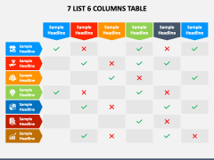 7 List 6 Columns Table for PowerPoint and Google Slides - PPT Slides