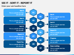See it Sort it Report it PowerPoint and Google Slides Template - PPT Slides
