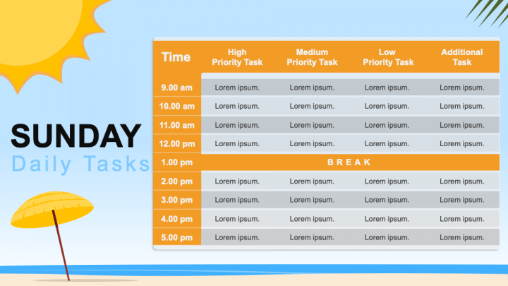 Free - Sunday Tasks PowerPoint and Google Slides Template - PPT Slides