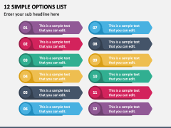 12 Simple Options List PowerPoint Template and Google Slides Theme